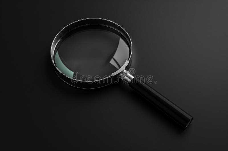 Sleek Magnifying Glass on Dark Background Stock Image - Image of ...