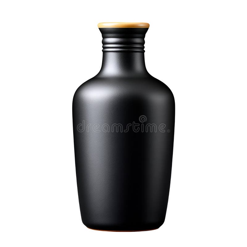 Sleek Matte Black Ceramic Bottle with Smooth Texture and Contrasting ...