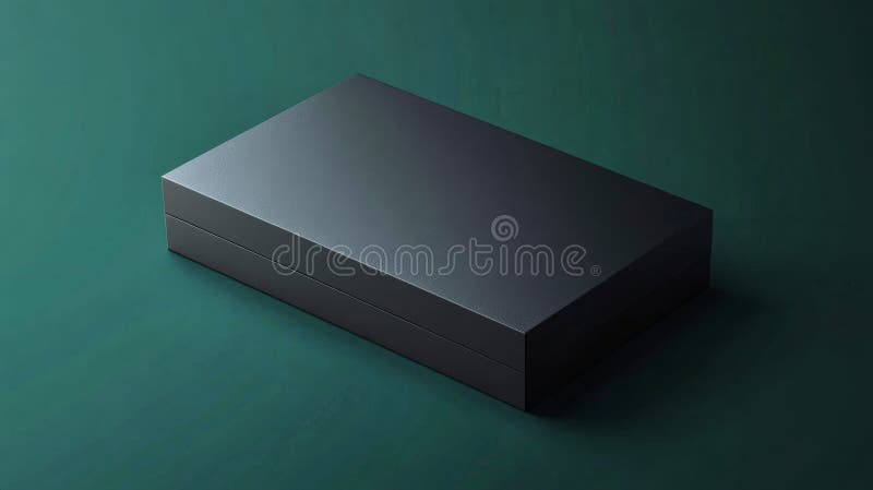 Sleek Matte Black Rectangular Box Mockup Isolated on Deep Green ...