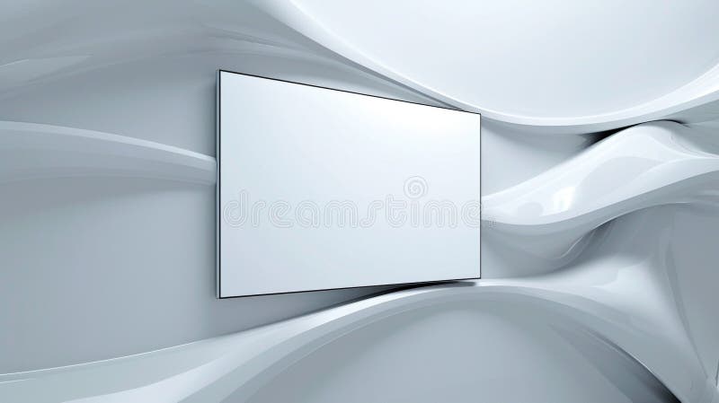 A Sleek Media Wall with a Blank Screen LCD, Surrounded by a White ...