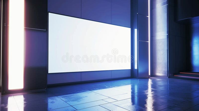 A Sleek Media Wall Featuring a Blank Screen LCD, Accented by Clean ...