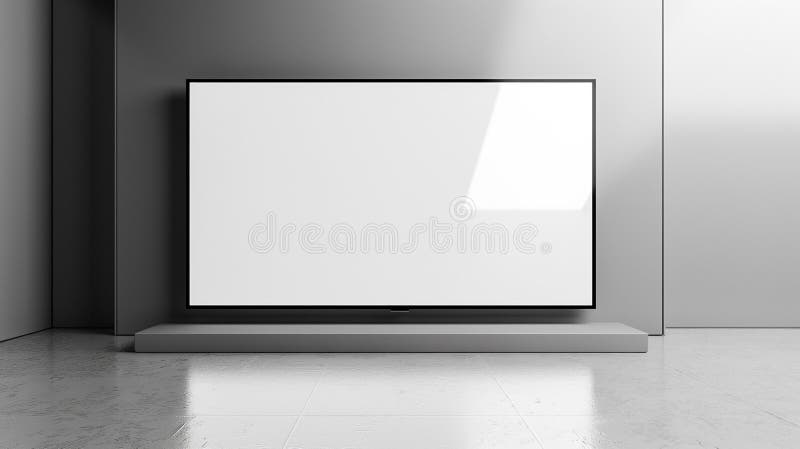 A Sleek Media Wall Featuring a Blank Screen LCD, Accented by Clean ...