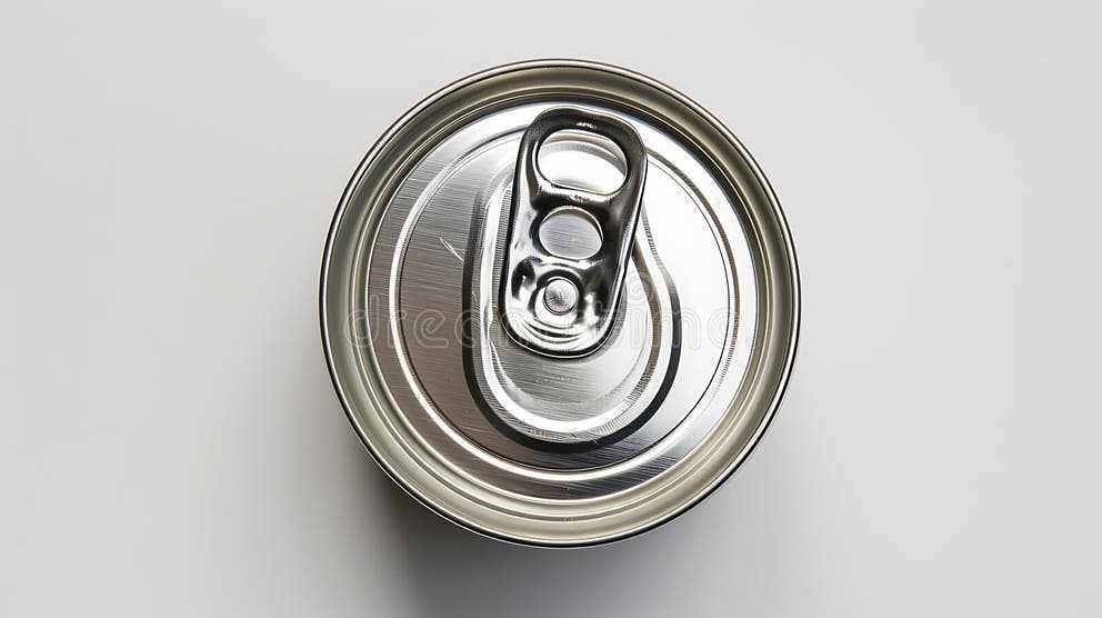Sleek Metal Can Featuring Iconic Ring Pull Against White Backdrop Stock ...