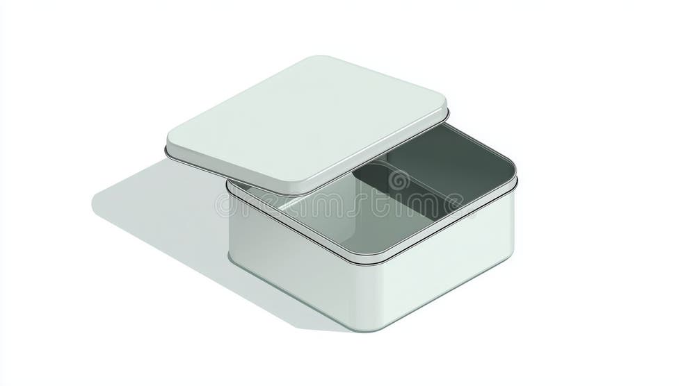 A Sleek Metal Storage Tin with a Separated Lid, Forming a Distinct ...