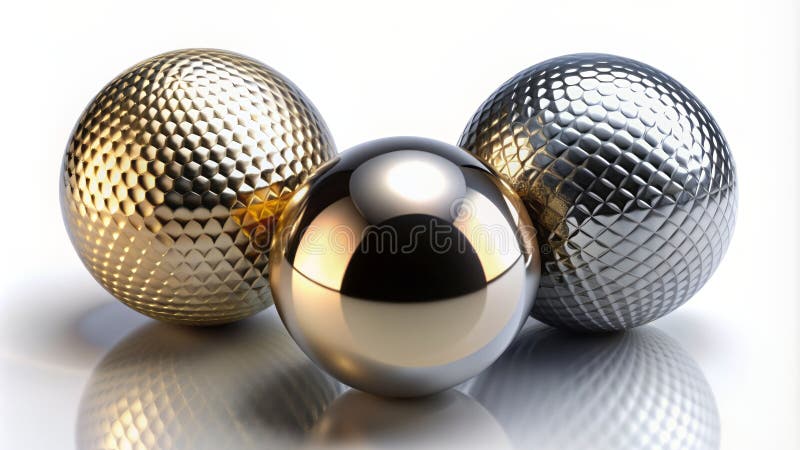 Sleek Metallic Balls Gold Silver and Black Geometric Design Elements for Modern Projects Stock ...