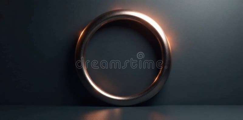 Sleek Metallic Circle Casts Soft Shadow, Dark Matte Backdrop, Form ...