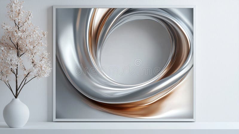 Sleek Metallic Circular Abstract Art in Copper and Silver for ...