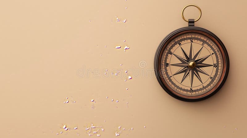Sleek Metallic Compass Design on Neutral Background Stock Illustration ...