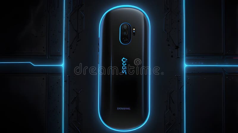 A Sleek, Metallic Design with Glowing Neon Blue Accents Stock ...