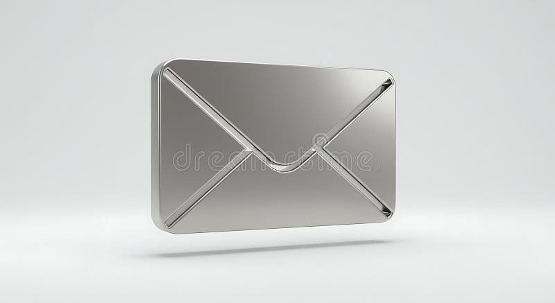 Metallic Envelope Graphic on White Background for Communication Stock ...