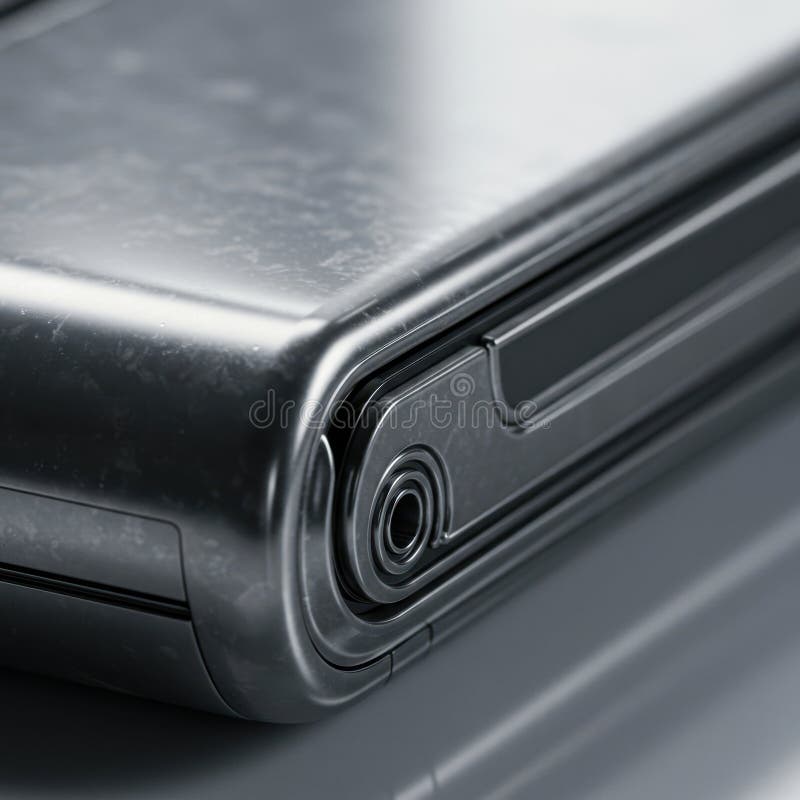 Sleek Metallic Foldable Device Closeup with Camera Lens Design Stock ...