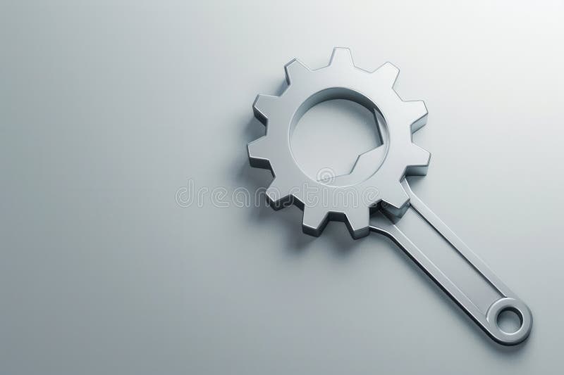 A Sleek Metallic Gear Logo Rests on a Smooth Surface, Depicting Themes ...