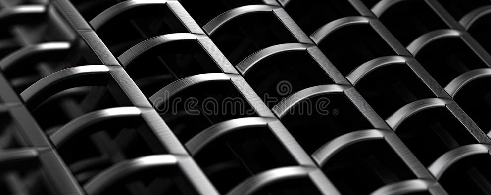 Sleek Metallic Grid Pattern on a Black Background, Symbolizing ...
