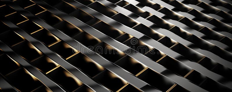 Sleek Metallic Grid Pattern on a Black Background, Symbolizing ...