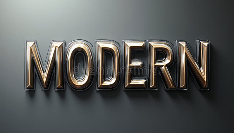 Sleek Metallic Lettering Spelling MODERN Against a Dark Backdrop Stock ...