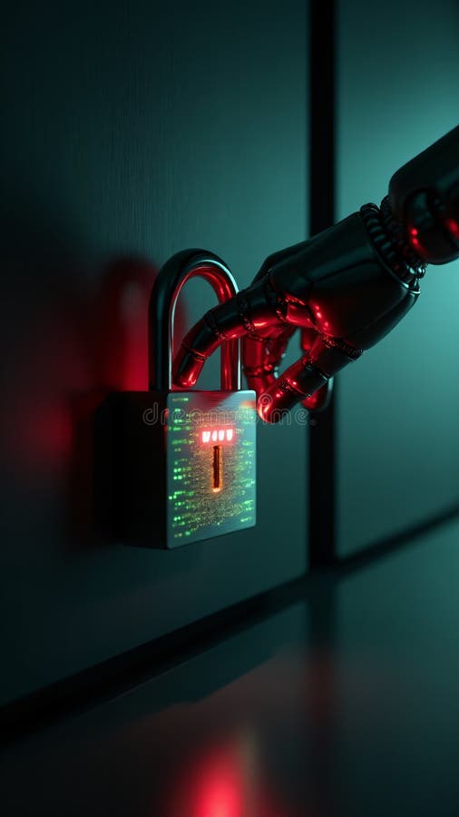 A Sleek Metallic Lock with a Glowing Digital Interface Being Accessed ...