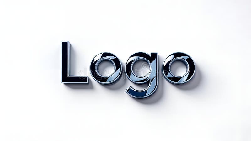 Sleek Metallic Logo Design with Reflective Surface on White Background ...
