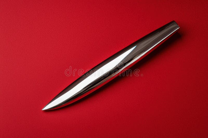 Sleek Metallic Object on Red Background Stock Illustration ...