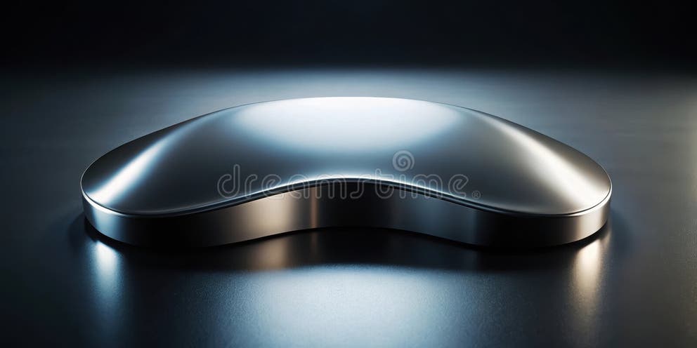 Sleek Metallic Object with a Smooth, Curving Surface Resting on a Dark ...