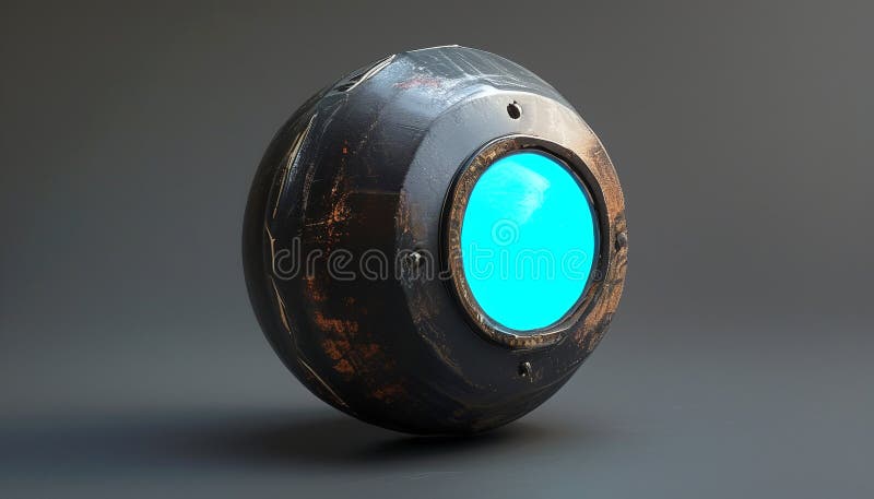 A Futuristic Spherical Device with a Glowing Blue Interface on a Dark ...