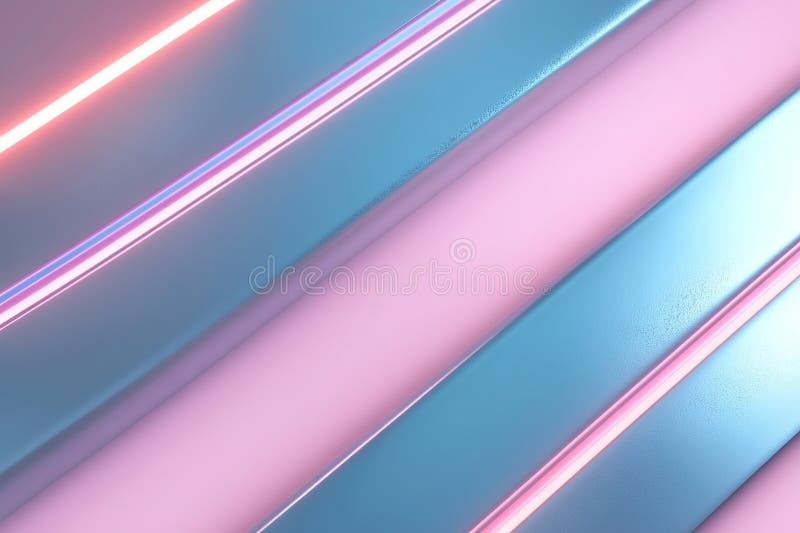 Sleek Metallic Panels Intersect with Glowing Blue and Pink Neon Light ...