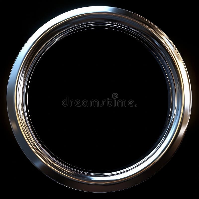 Sleek Metallic Ring on Black Background with Reflective Surface Stock ...