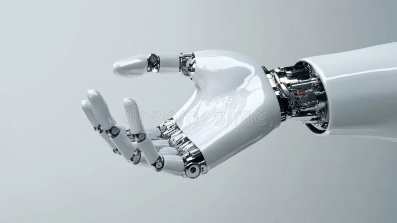 A Robotic Hand with a Green Background and Silver Metal, AI Stock Image ...
