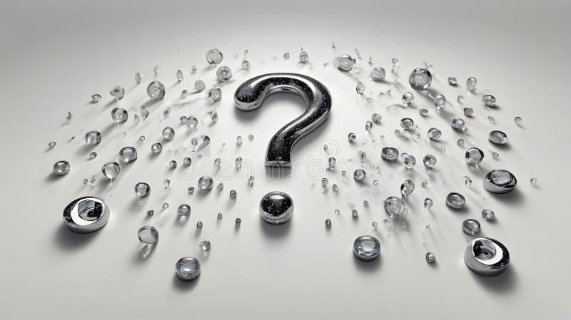 A Sleek Metallic Silver Question Mark on a Bright White Background ...