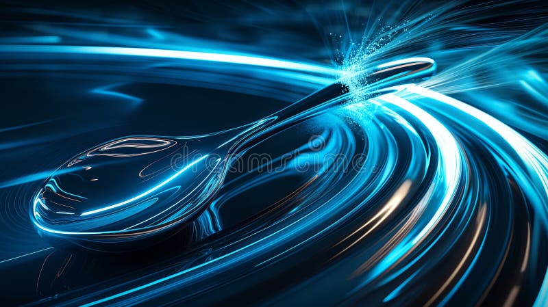 Futuristic Spoon with Neon Blue Light Trails Stock Photo - Image of ...