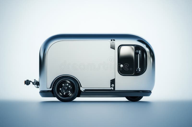 Sleek Metallic Trailer Parked Against a Minimalistic Backdrop with ...