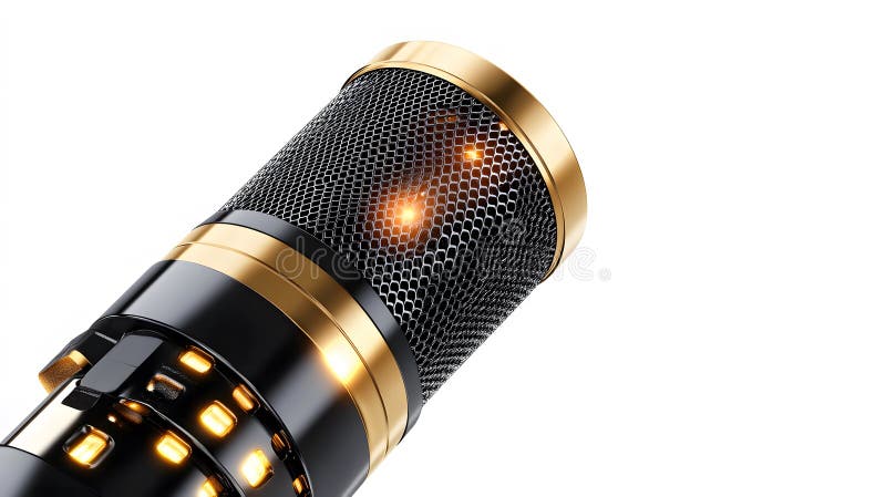 Sleek Microphone Design with Metallic Textures and Glowing Lights ...