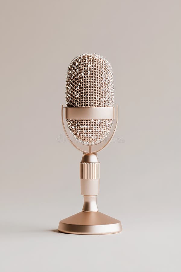 Sleek Microphone Features a Polished Gold Body Adorned with Diamonds ...