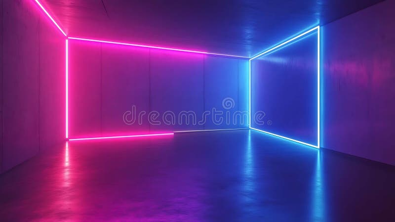 Sleek Minimal Wall with Neon Light Strips a Modern and Futuristic ...