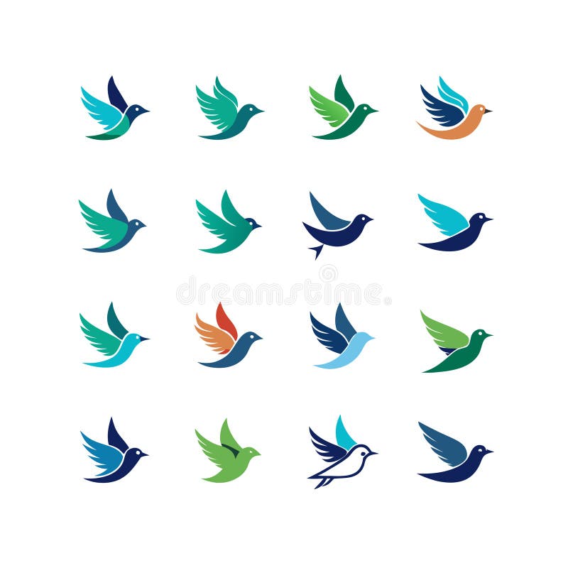 Creative Icon Designs Featuring Minimalist Bird Flights Stock Vector ...