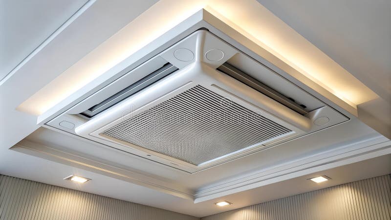 Sleek Minimalist Ceiling AC with Integrated Lighting and Speaker ...