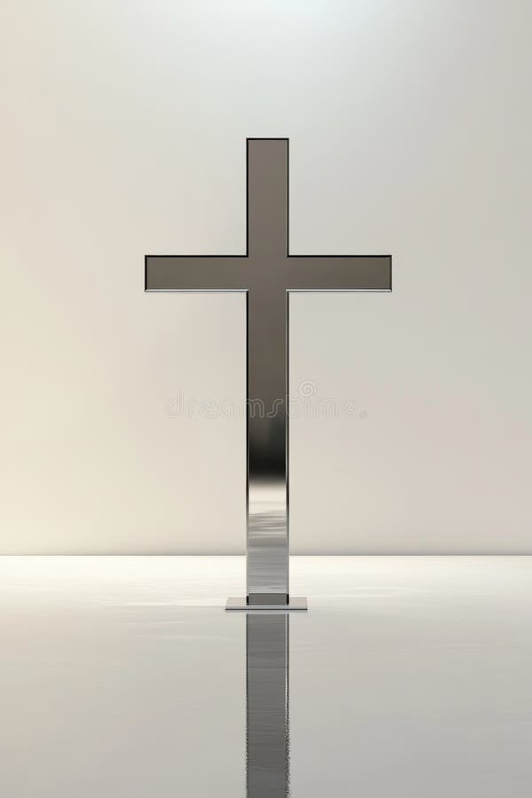 A Sleek, Minimalist Cross Made from Polished Metal. Standing Tall in ...