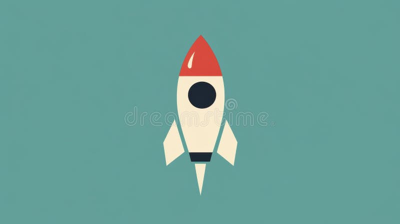 A Sleek, Minimalist 2D Vector Rocket Design Featuring Plain Shapes and ...