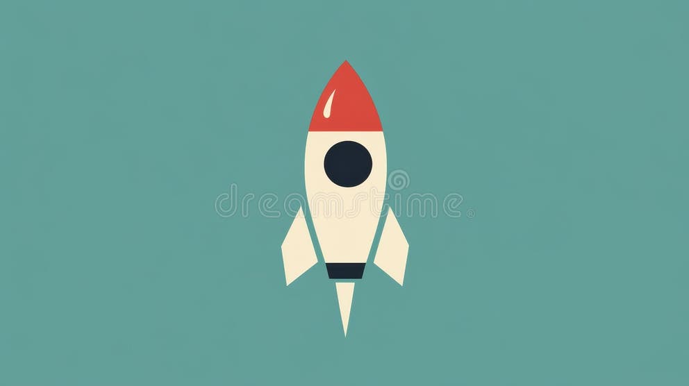 A Sleek, Minimalist 2D Vector Rocket Design Featuring Plain Shapes and ...