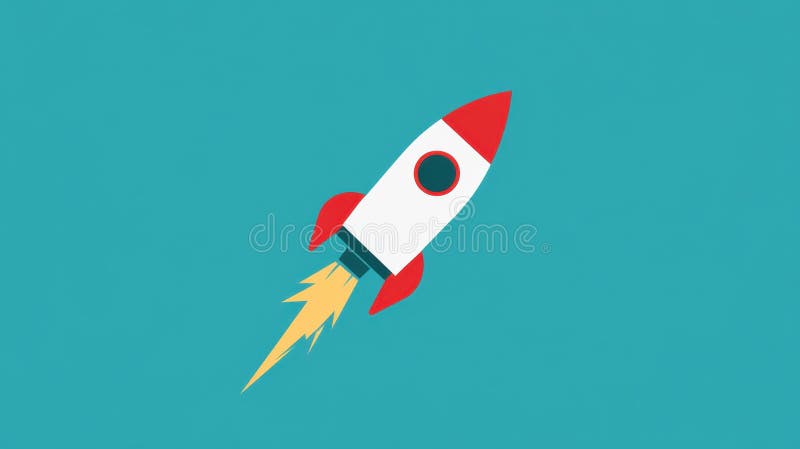 A Sleek, Minimalist 2D Vector Rocket Design Featuring Plain Shapes and ...