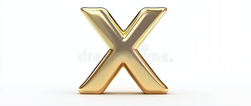 A Sleek, Minimalist Design Featuring a Shiny Golden 3D X on a Pristine ...