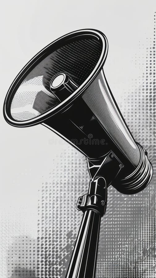 Sleek, Minimalist Design of a Megaphone Against a Halftone Background ...