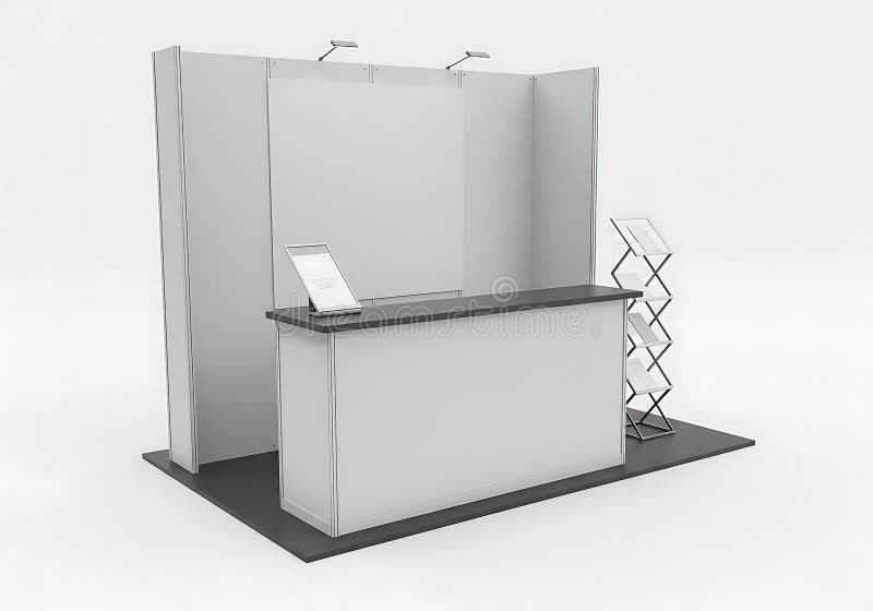 Sleek Minimalist Exhibition Booth Presentation on a White Background ...