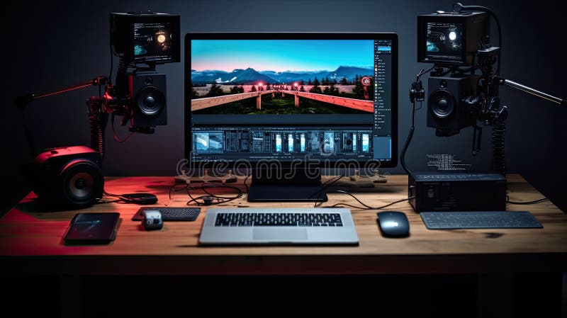 A Sleek, Minimalist Home Office Setup for a Photographer, Featuring a ...