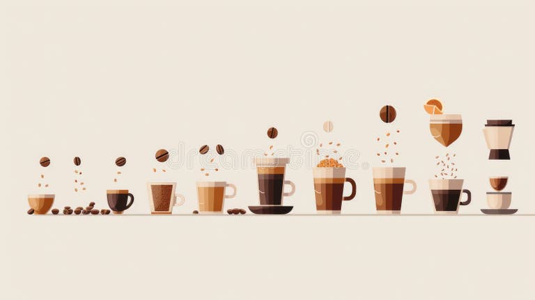 Minimalist Coffee Evolution in Modern Illustration Stock Photo - Image ...