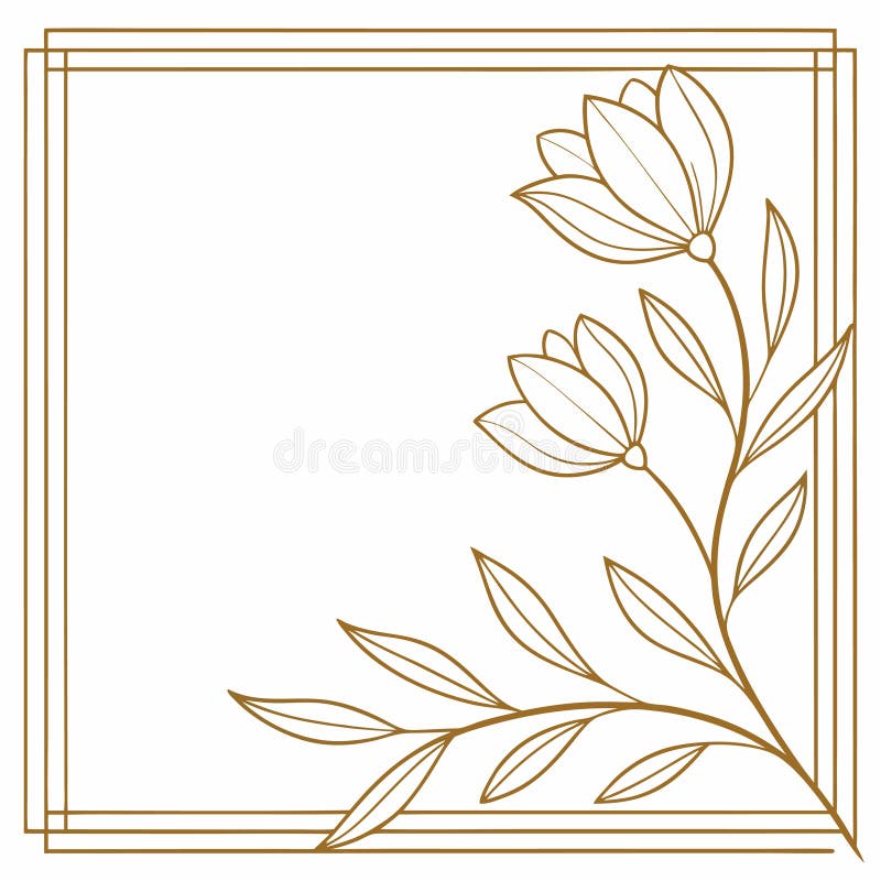 Minimalist Rectangular Frame with Thin Golden Lines Stock Vector ...