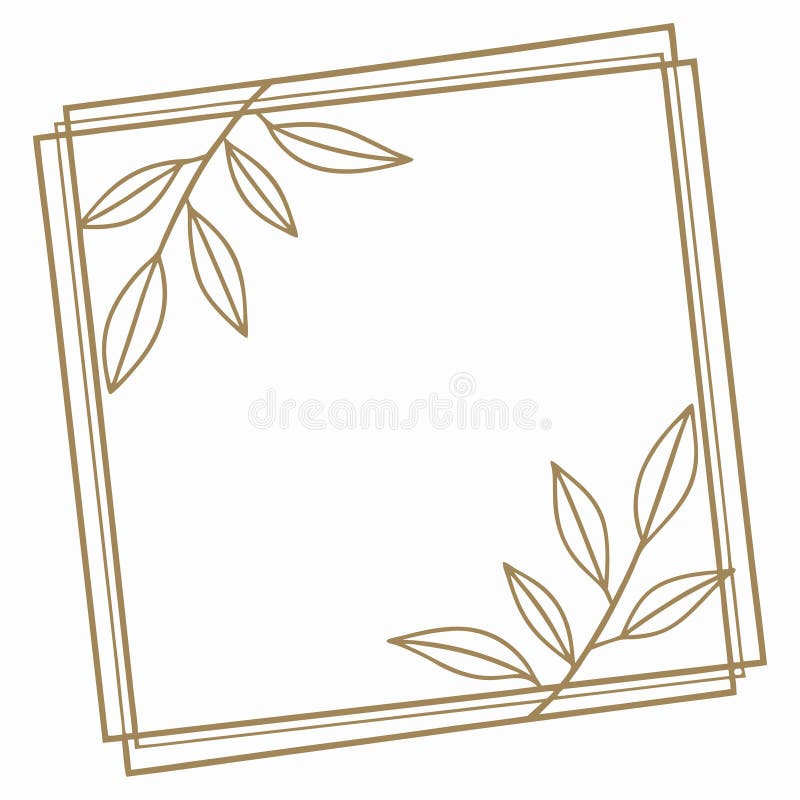 Minimalist Rectangular Frame with Thin Golden Lines Stock Vector ...