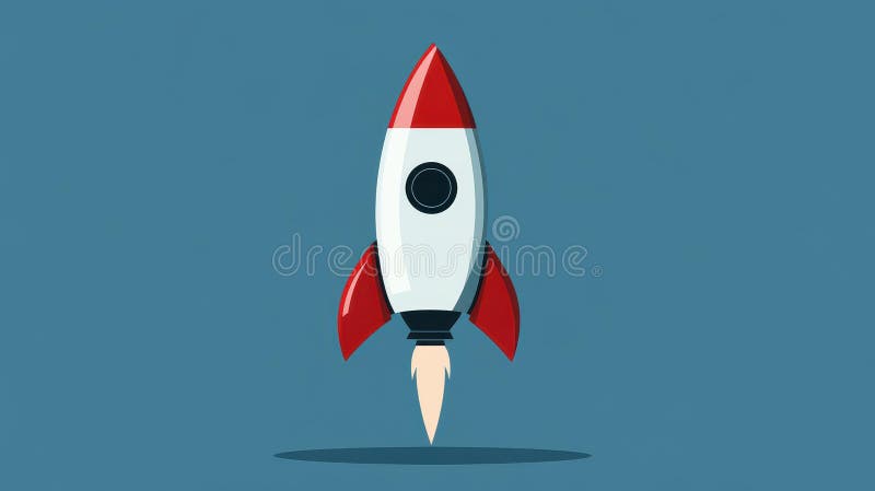 A Sleek, Minimalist Rocket Design Featuring Basic Shapes and Flat ...