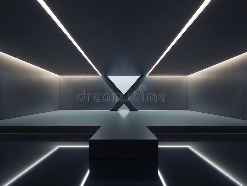 Modern Minimalist Room with Geometric Lighting Stock Photo - Image of ...