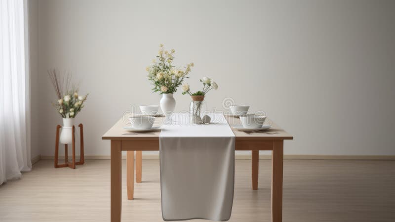 Sleek Minimalist Table Runner for Modern Indoor Settings Stock ...