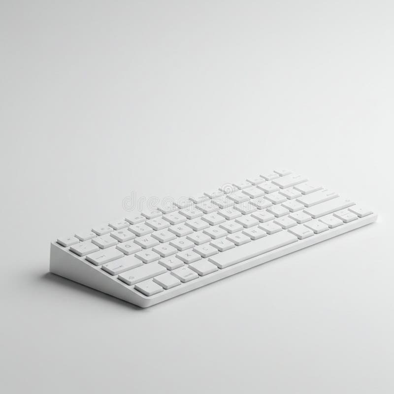 A Sleek, Minimalist White Keyboard with a Low-profile Design is Placed ...